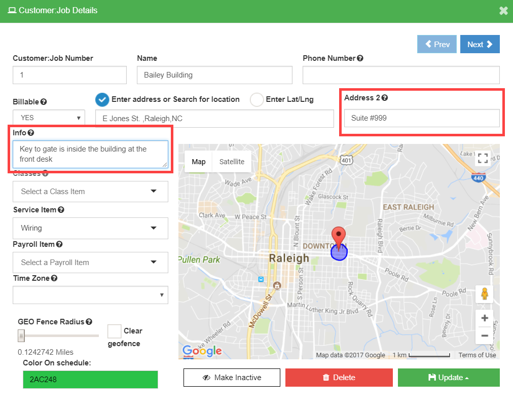 Secondary Address and Info Fields for Customers and Jobs – Timesheet Mobile
