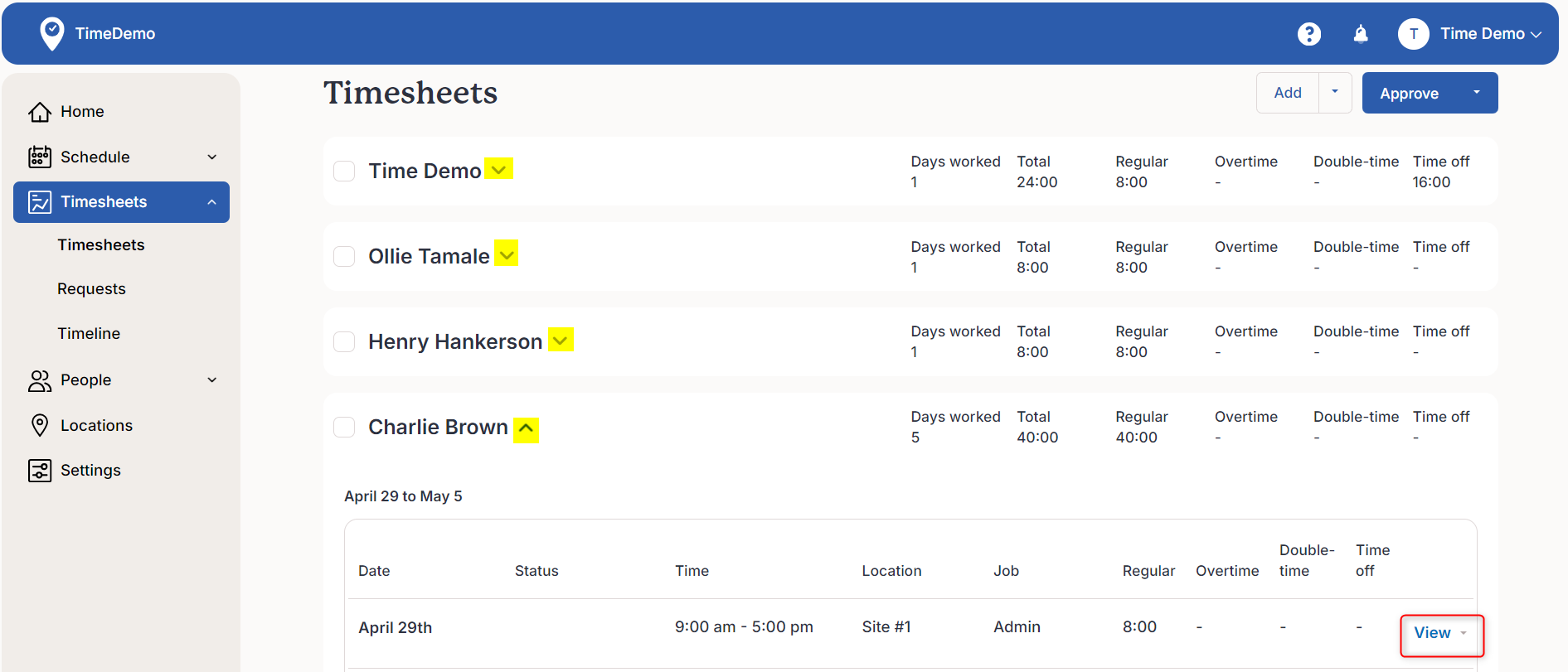 Edit Employee Timesheets – Timesheet Mobile
