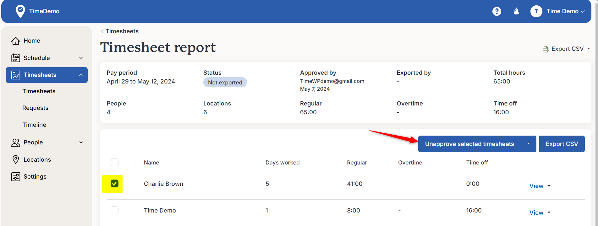 Edit Employee Timesheets – Timesheet Mobile