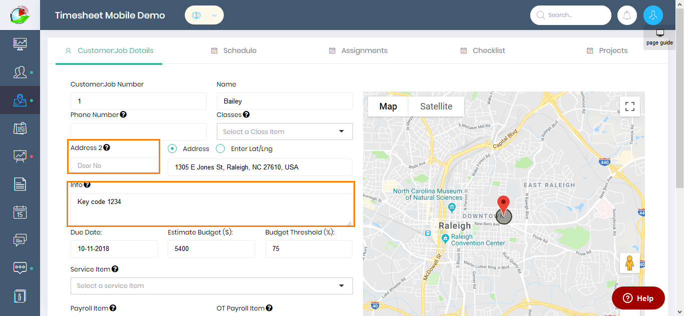 Secondary Address and Info Fields for Customers and Jobs – Timesheet Mobile