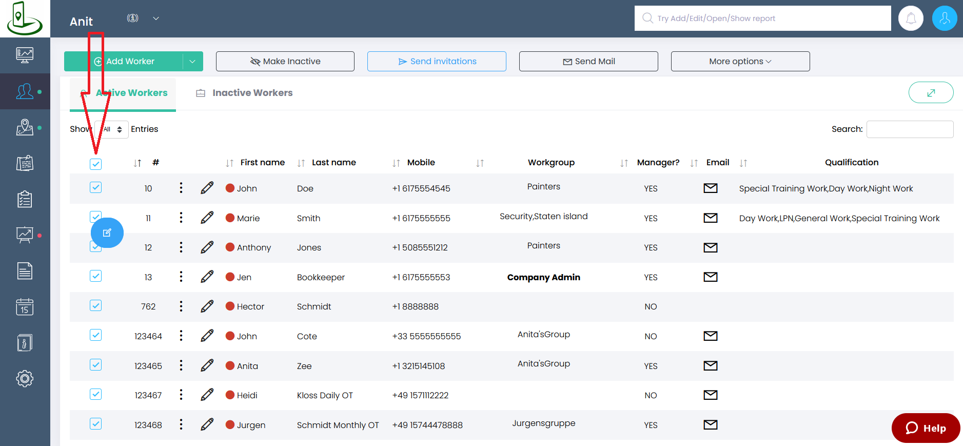 Send Group Email To Employees Using The Timesheet Mobile Application